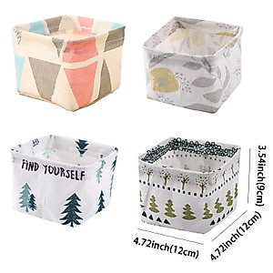 Desktop Waterproof Mini Canvas Storage Basket Bins Organizer Makeup Sundries Storage Box for Brush Pen Lipstick Hair ring Holder Drawer divider (A combination)