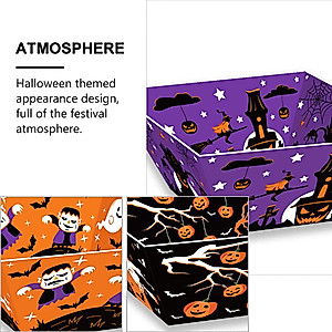 Cabilock 12pcs Halloween Paper Food Trays Paper Serving Bowls Snack Candy Tray Paper Food Serving Tray Paper Container Snack Packing Box for Hot Dogs Tacos Fries Nachos