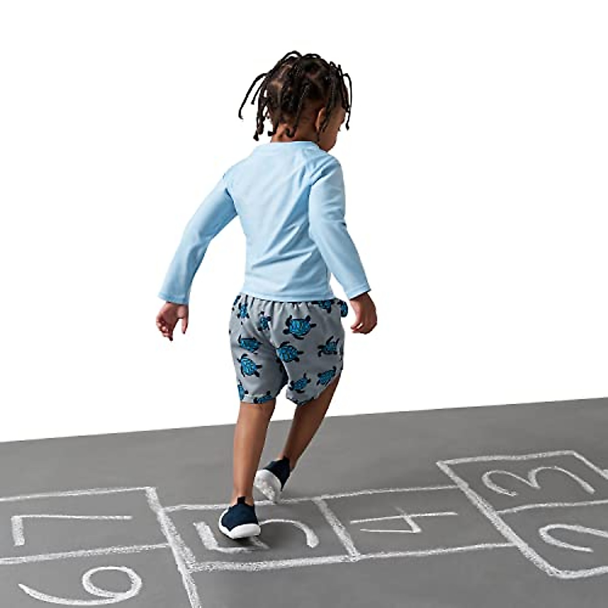 Gerber Unisex Baby Toddler UPF 50+ Long Sleeve Rashguard Swim Shirt, Light Blue, 4T