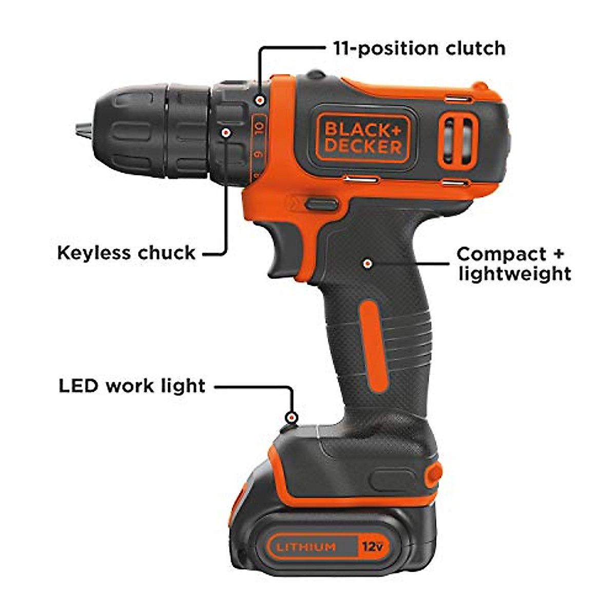 BLACK+DECKER 12V MAX Cordless Drill/Driver (BDCDD12C)