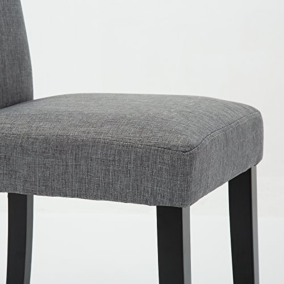 LSSBOUGHT Set of 4 Classic Fabric Dining Chairs Dining Room Chair with Solid Wood Legs, Grey