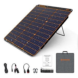 FlexSolar 60W Solar Panel Charger Kit QC3.0 USB-A/PD USB-C/DC Outputs IP67 Waterproof Portable Power Emergency for Power Station Generator Cellphone Tablet RV Battery