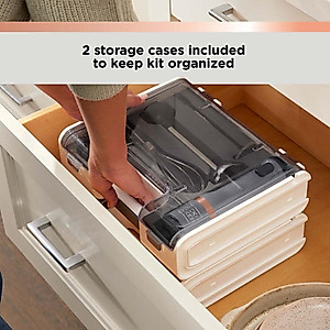 BLACK+DECKER Kitchen Wand Cordless Immersion Blender, 6 in 1 Multi Tool Set, Hand Blender with Charging Dock, Grey (BCKM1016KS01)