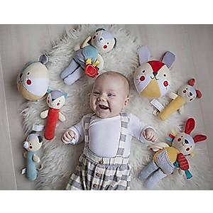 Petit Collage Organic Cotton Soft Squeaker Baby Rattle, Fox – Cute Rattle for Infants – Activity Toy with Soft Developmental Features – Makes an Ideal Baby Gift – Stuffed Animal Baby Rattle