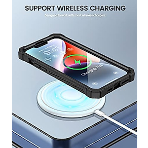 Caka for iPhone 14 Case, iPhone 13 Case with Screen Protector & Slide Camera Cover Heavy Duty Shockproof Phone Case for iPhone 13 iPhone 14 6.1 inches, Black