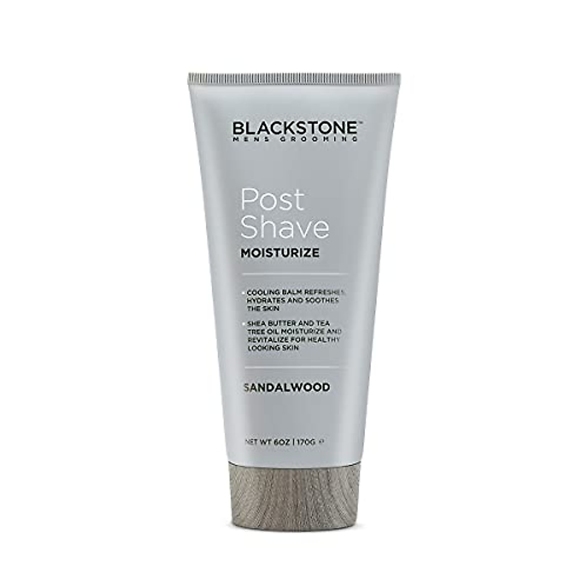 Blackstone Men's Grooming Post Shave Moisturizer with Tea Tree Oil, Shea Butter, Vitamin E, & Aloe | Soothing & Cooling - Sandalwood (6 ounces)