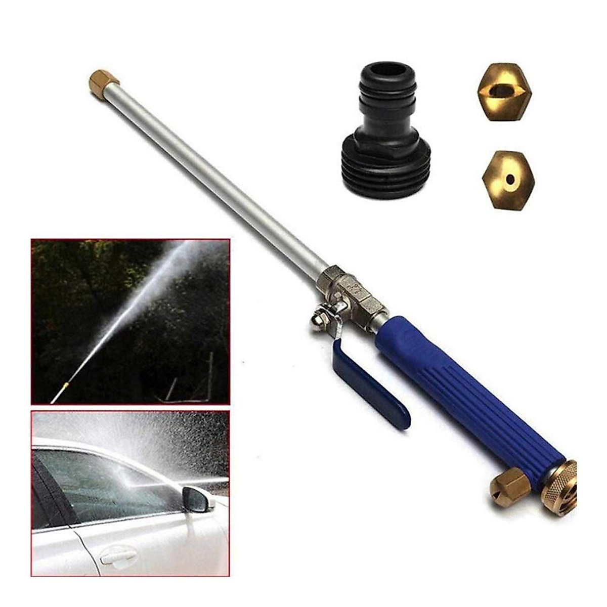 Lawn Garden Nozzle Sprinkler Cleaning Tool Car Booster Water Gun Spray Garden Washing Machine Hose Wand Nozzle Sprayer Watering Spray (Color : Blue)