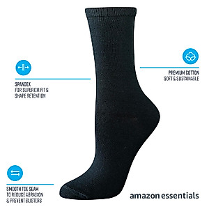 Amazon Essentials Women's Casual Crew Socks, 6 Pairs, Multicolor/Dots/Solid/Thin Stripe, 8-12