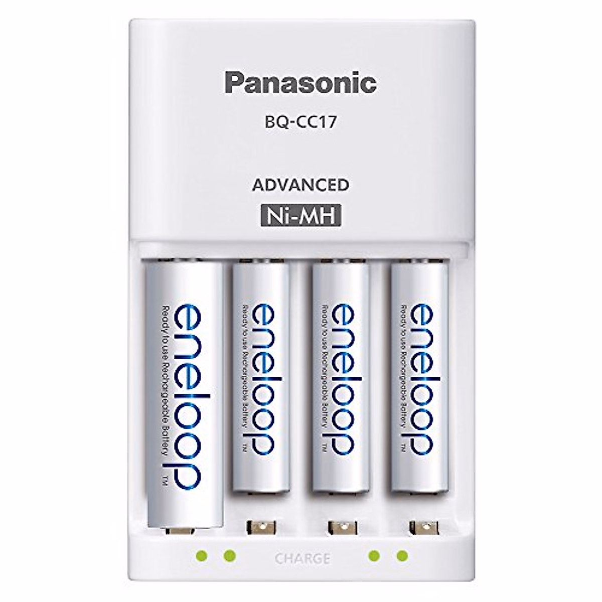 Eneloop Panasonic BQ-CC17SBA Advanced Individual Battery Charger with 4 LED Charge Indicator Lights, White