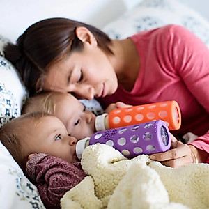 Lifefactory Glass Baby Bottles with Silicone Protection - 2-Pack, 9 Ounce Bottles, Grape & Kale