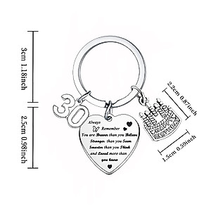 30th Birthday Gifts for Women Men Inspirational Keychain Gifts 30 Year Old Birthday Keychain Encouragement Key Ring for Family Friend Gifts Happy Birthday Gifts
