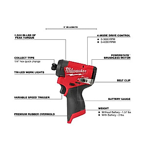 Milwaukee M12 FUEL 12V Lithium-Ion Cordless 3/8 in. Ratchet and 1/4 in. Impact Driver Kit (2-Tool) w/Batteries, Charger & Bag