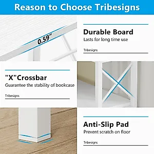 Tribesigns 7-Shelf Corner Bookshelf,Large Modern Corner Bookcase, 7-Tier Tall Corner Shelf Storage Display Rack with Metal Frame for Living Room Home Office (White)