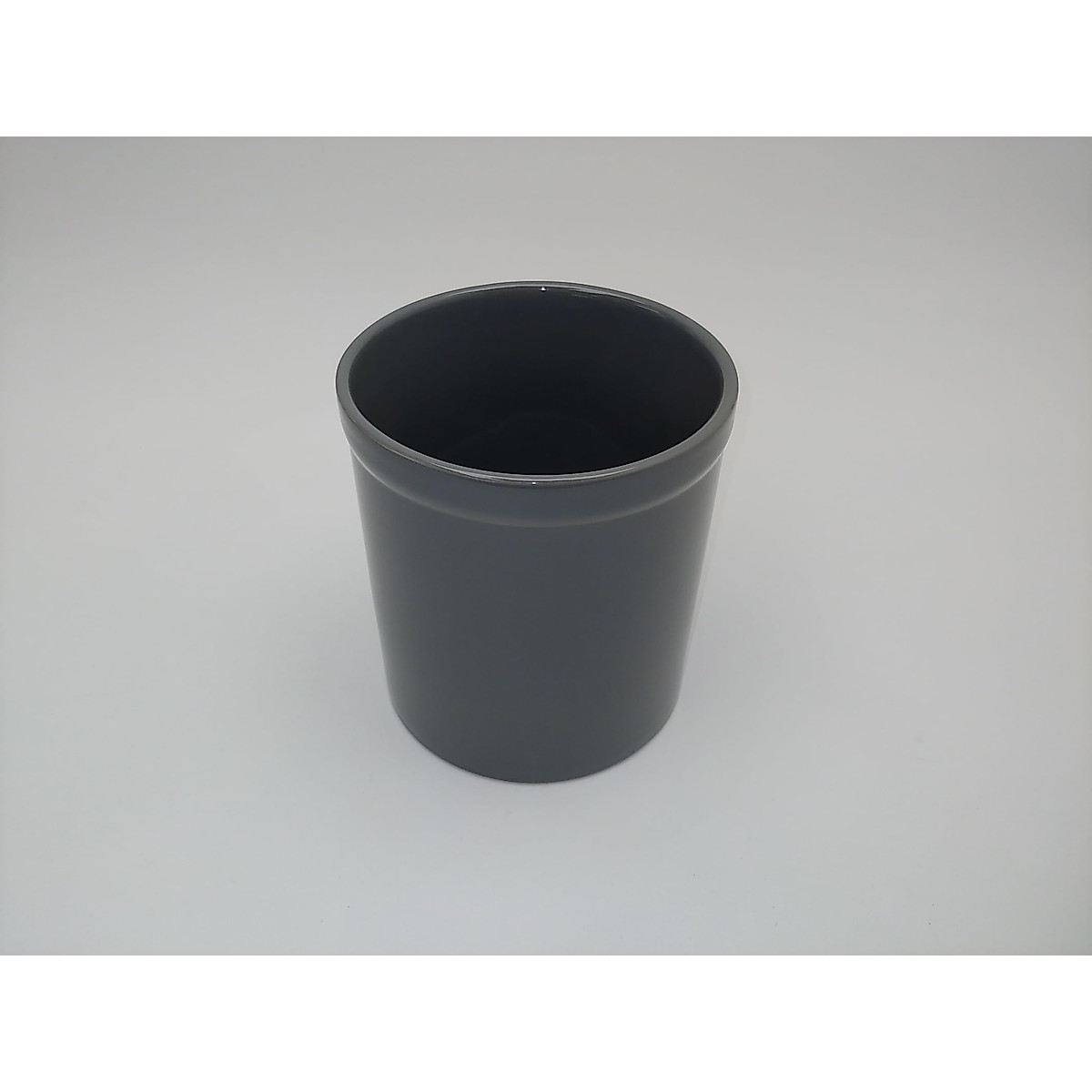 JL Missouri Parts & Misc. Utensil Crock Ceramic Heavy Grey Holder 7" Tall 6.5" Wide Stoneware Gray