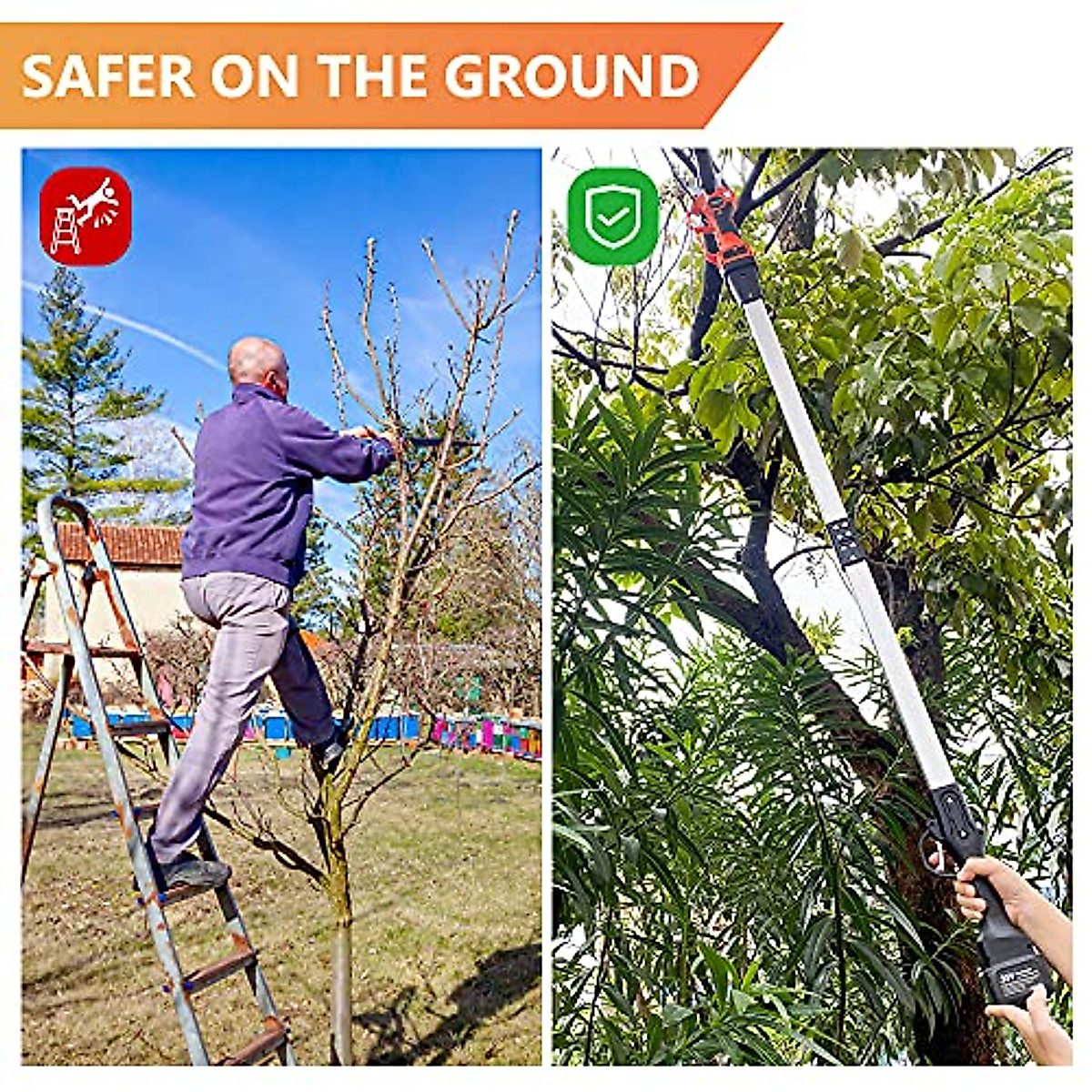 Kebtek Professional Pruning Shears Electric Pruner Branch Cutter, 25V Cordless Pruning Shears Heavy Duty with 2 Pack Brushless Motor Rechargeable -40mm [1.57 Inch] Cutting Diameter