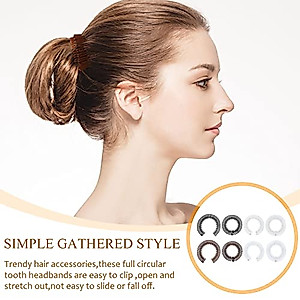 20 Pcs Full Circular Stretch Comb Flexible Circle Comb Circular Plastic Headband with Teeth 90s Hair Accessories Hairband Holder for Women Girls Yoga Sports (Black, Coffee, Clear, White)