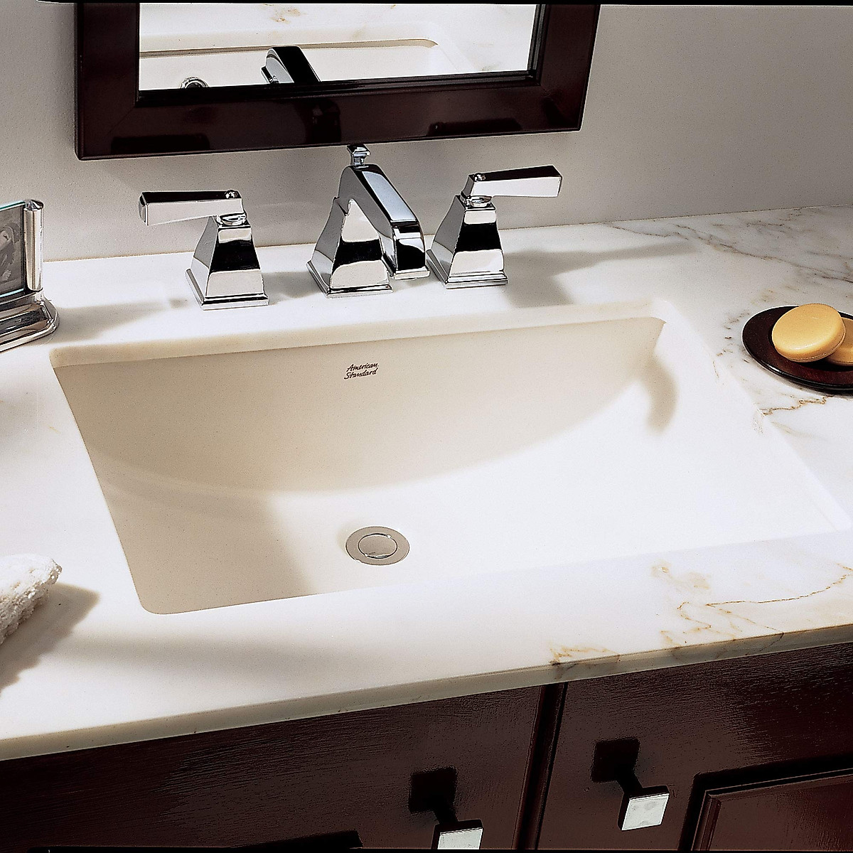 American Standard 0614000.020 Studio Ceramic Undermount Rectangular Bathroom Sink, 18'' L x 12'' W x 16.43'' H, White