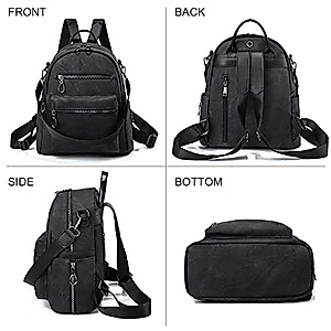 Women's Fashion Backpack Purse(2022 new) Day Packs Anti-theft Satchel Handbags and Shoulder Bag PU Leather Travel bag (black)