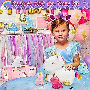 KMUYSL Unicorn Mommy Stuffed Animal with 4 Babies - Soft Plush Toy Set for Ages 3-8, Perfect Valentines & Birthday Gifts