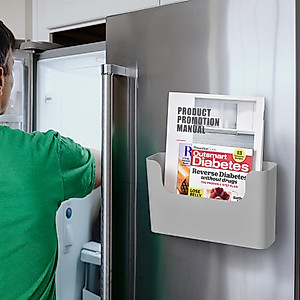 JOMOLA No Drilling File Holder Mail Organizer Wall Mount File Organizer Holder Office Wall Hanging Files Magazines Organizer Plastic Door Mount Wall Pocket Organizer with Adhesive Pad, Gray (1 Count)