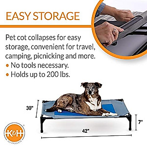 K&H PET PRODUCTS Coolin' Pet Cot, Cooling Cot for Dogs - Gray/Blue, Large 30 X 42 X 7 Inches