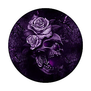 Purple Skull Black Floral Flowers Skulls Skeletons Bones PopSockets Swappable PopGrip
