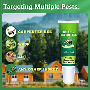 GRTRE 1 Pack Brian's Bee Butter Carpenter Bee and Ground Nesting Wasps Sticky Trap, Indoor and Outdoor Yellow Jacket Wasp Carpenter Bee