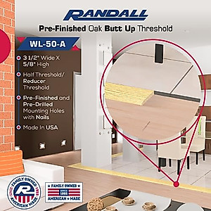 3 1/2" Wide X 5/8" High Pre-Finished Oak Half Threshold (Butt up Threshold) (3 FT)