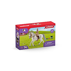 Schleich Horse Club Lipizzaner Mare Horse and Rider Figurine Playset - Realistic Rider and Horse with Feed Bucket, Saddle, and More, Playtime Fun for Boys and Girls, Gift for Kids Age 5+