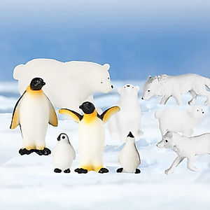 16 Pcs Polar Animals Figurines Antarctic Animals Set Plastic Arctic Animals Toys with White Bear Penguin Figurines Whale Seal Wolf Cat Figures for Over 6 Aged Kid Adult Party Favor(Vivid Style)