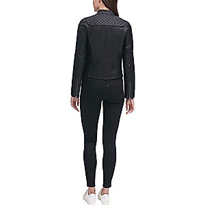 Levi's Women's Size Faux Leather Motocross Racer Jacket (Standard and Plus), Black, 3X