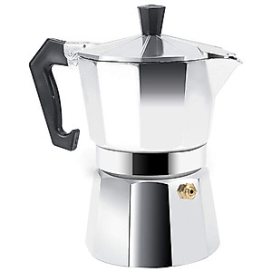 Zyyini Moka Pot, Aluminum Metal Octagonal Espresso Coffee Maker, Sturdy and Durable Stovetop Coffee Pot for Kitchen, Hotel and Office Use (300ML 6cups)