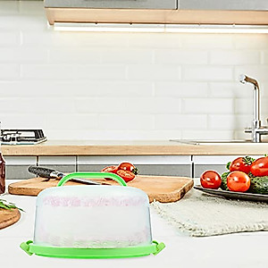 DOITOOL Plastic Moon Cake Boxes Mini Cake Box Round Cake Carrier Holder Cake Dome Box Portable Pie Saver Cupcake Container Cake Transporter for Cake Cupcake Green Cupcake Container Muffin Containers