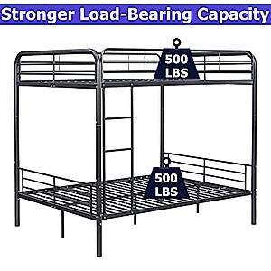 Movdevy Metal Bunk beds, Full Over Full Bunk Beds for Kids Adults,Modern Bunk Beds Full Over Full with Safety Guard Rail, Heavy Duty Full Over Full Bunk Beds,Convertible Full Size Bunk Bed (Gunmetal)