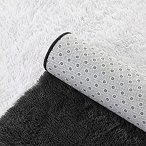 Sovolibee Ultra Soft Fluffy Area Rugs for Bedroom Living Room, Indoor Shaggy Non-Slip Floor Carpet for Room Girls Dorm Baby Nursery Play Mat- Modern Home Decor Rug 4 x 5.3 Feet Black