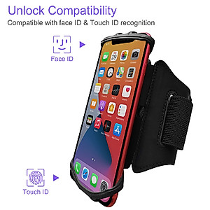 JEMACHE Running Armband for iPhone 15 Pro Max, 14 13 12 11 SE, 6S 7 8 Plus, Samsung Galaxy S23 S22 S21 Ultra, Plus, Workouts Cell Phone Arm Band Holder (Black)