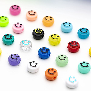 480 Pcs 14 Colors Acrylic Smiley Face Beads for Jewelry Bracelet Earring Necklace Craft Mobile Phone Pendant Making Kit (Multicolor)