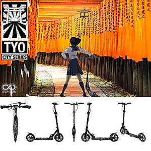Crazy Skates Tokyo Foldable Kick Scooter (TYO) - Features Adjustable Height Handlebars, handbrake and Aluminum Deck City Series
