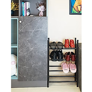 LNYZQUS 4-Tier Expandable Shoe Rack,Stackable Sturdy Shoe Shelf Shoes Stand,Metal Slim Closet Shoe Racks Organizer Adjustable Long Sneaker Rack For Closet Entryway-Black