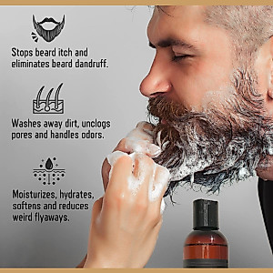 The Rugged Bros Beard Wash : for Face and Beards - Natural Shampoo Made with Organic Aloe Vera Leaf Juice - Cleanses Facial Oil and Dirt While Softening and Moisturizing (Citrus & Spice)