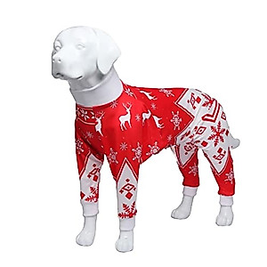 Xqpetlihai Christmas Dog Clothes Dog Onesie Surgery Recovery Suit Dog Pajamas for Large and Medium Dog (M,CH)