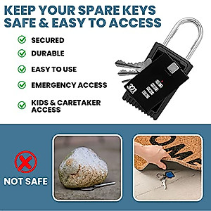 Key Lock Box LB-003 - Hide a Key Outside for Your House - Realtor, Spare Key, Contractor, Rental, Key Storage - Lockbox Combination Shackle Fence Mount, Door Knob Mount (1 Pack) (1)