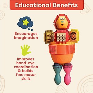B. toys- Bristle Block Spinaroos - Creative Building Block Playset- 75 pcs- The Official Bristle Blocks - Toy Building Blocks for Toddlers