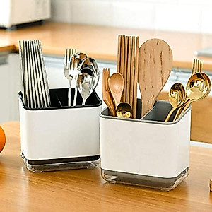 Tengfy Utensil Holder for Kitchen Counter Spoon Holder Silverware Holder Utensil Caddy Cutlery Drainer Sink Caddy-Black