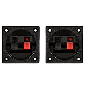 Goldwood Sound Speaker Box Terminal Cups 2 Square Power Speaker Terminal Plates Black (SCT-1000-2)