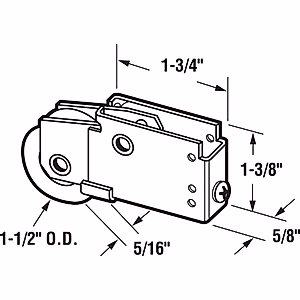 Prime-Line N 6576 Mirror Door Roller, Unique Housing, 1-1/2 In. Nylon Grooved Roller (Single Pack)