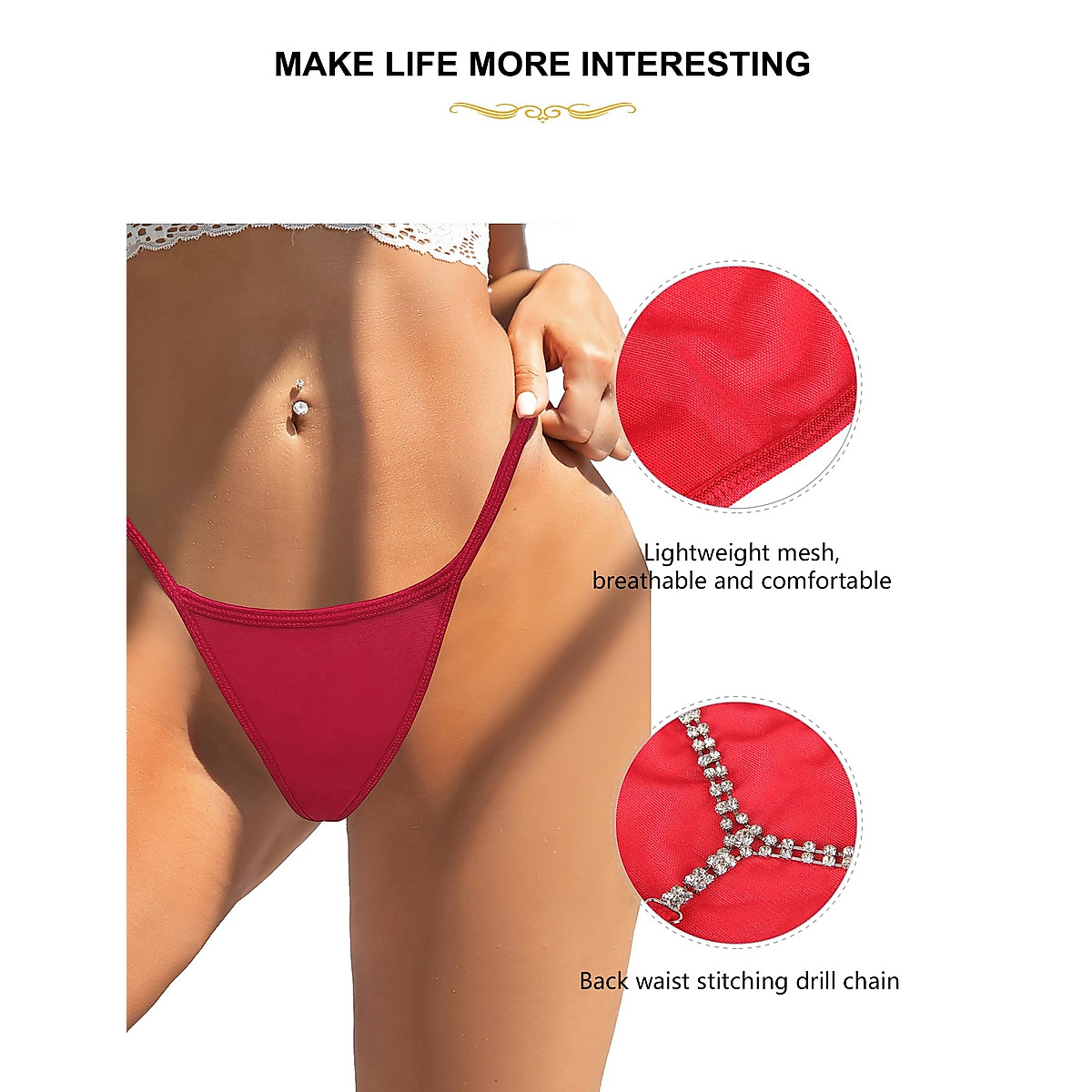 ohyeah G String Thongs for Women Black Plus Size Lace Thong Underwear Lace Cheeky Panties T-back Tangas Micro Thong 2 Pack