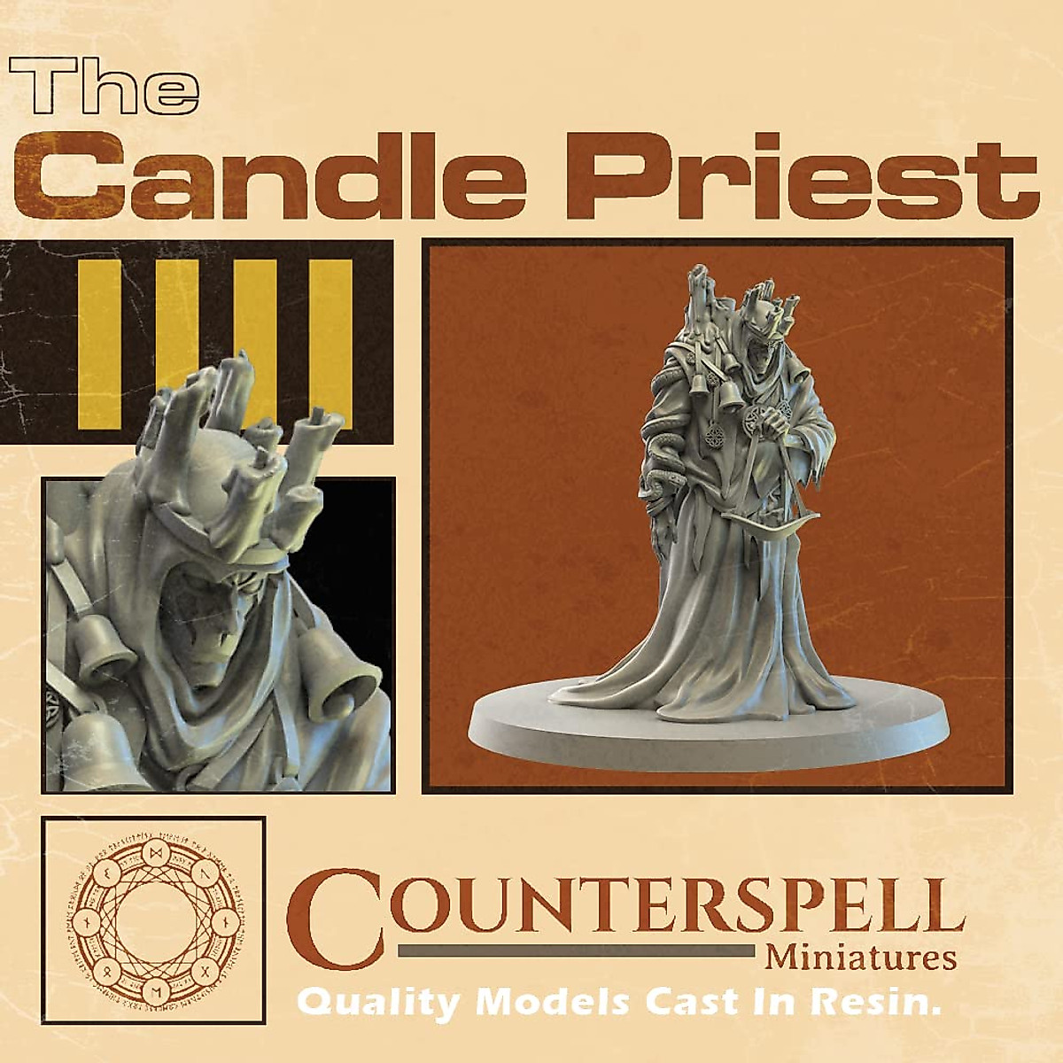 Dungeon Craft Unpainted Miniatures, Compatible with DND, RPG, Tabletop Games, Roleplaying Figures for Your Next Dungeons & Dragons Quest, Mini Gaming Action Figures (The Candle Priest)