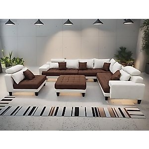 Stendmar Reversible Multifunction 5pc 2-Tone Microfiber Big Sectional Couch Sofa S150DNE