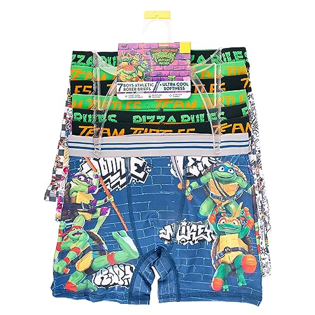 Mutant Mayhem 7PK Athletic Boxer Briefs with Leonardo, Donatello, Raphael & Michelangelo